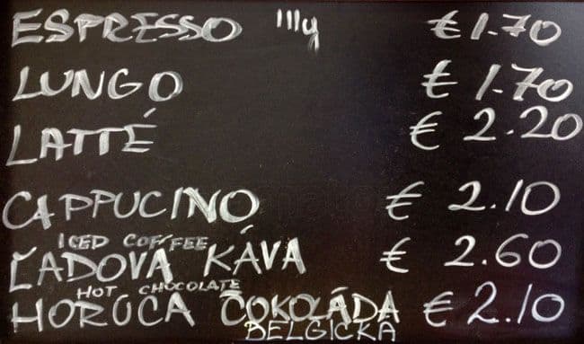 Menu at Gaufres desserts, Bratislava