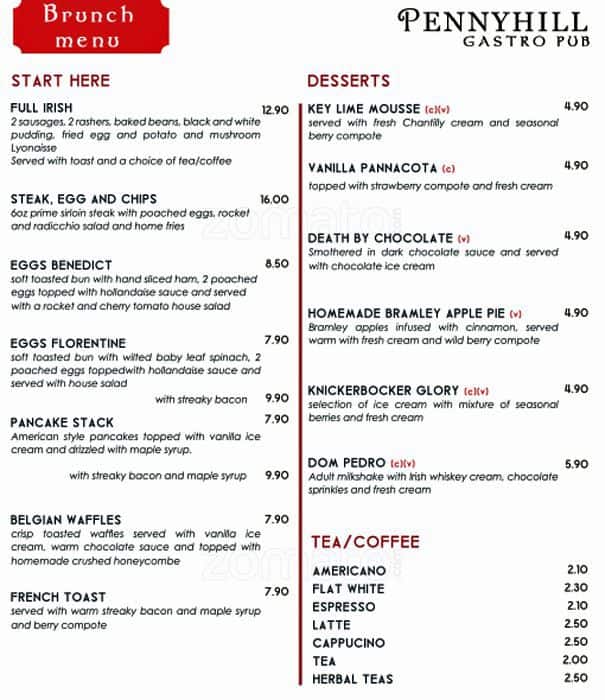 Menu at The Penny Hill pub & bar, Lucan