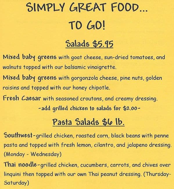 Menu at Holy Ravioli cafe, Dallas