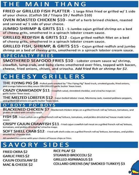 Menu at Off The HooK restaurant, Oklahoma City, 125 W Britton Rd