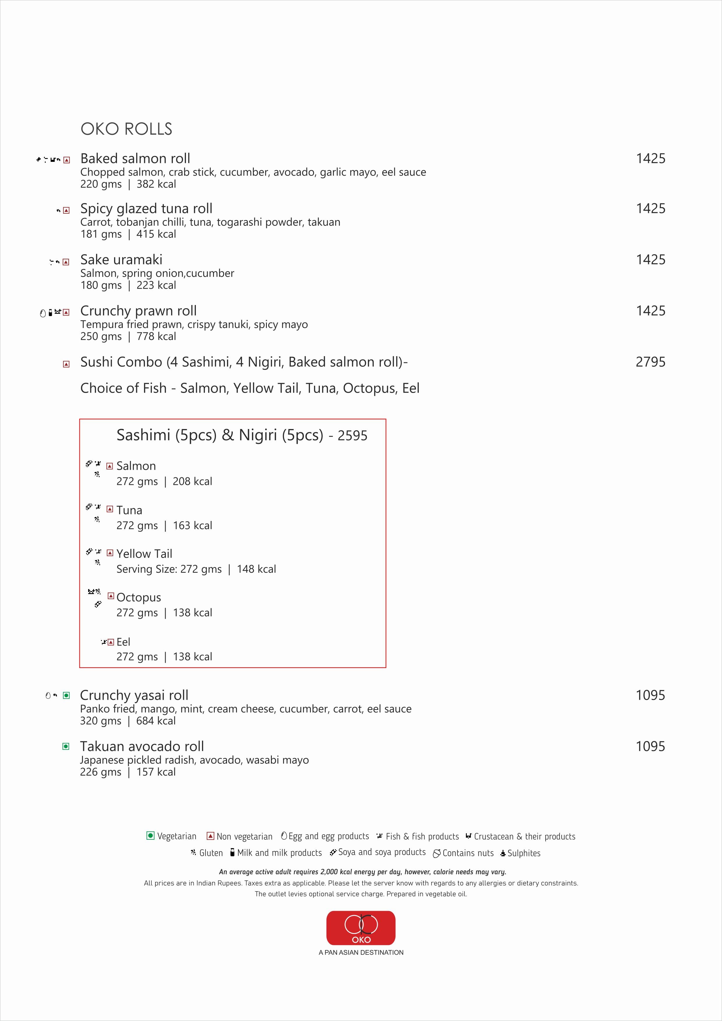 Menu of OKO - A Pan Asian Destination - The Lalit New Delhi, Barakhamba ...