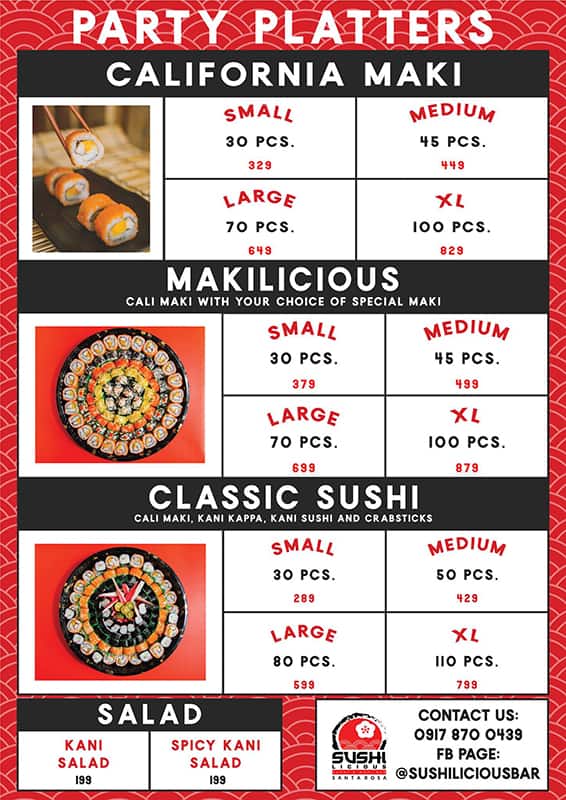 Menu at Sushilicious Sushi and Maki Bar, Santa Rosa