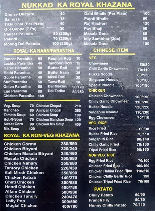 Menu of Royal Foods, Raj Nagar Extension, Ghaziabad