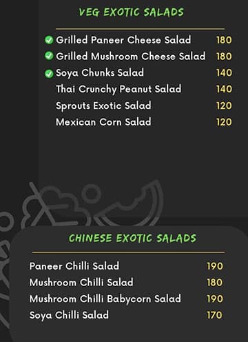 Menu of Salado, Gotri, Vadodara