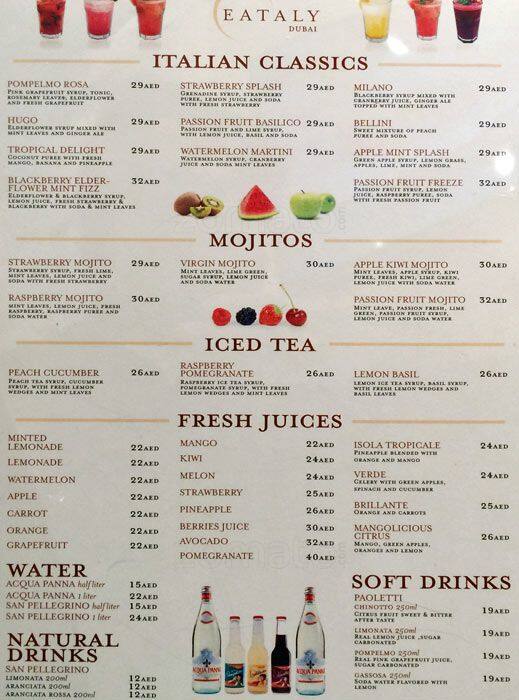 Menu at Nutella cafe, Dubai, Financial Centre Road