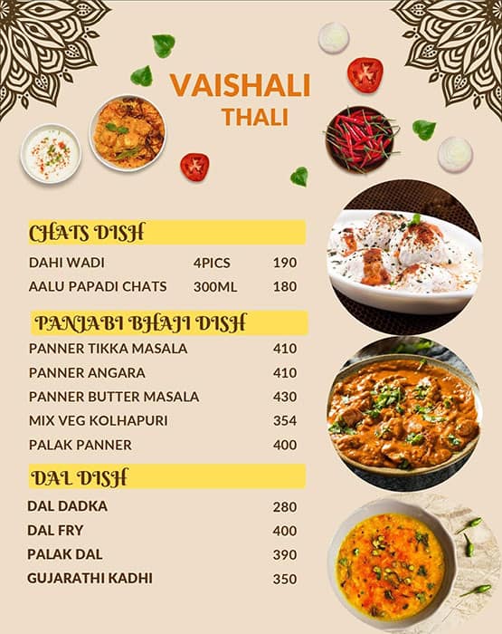 Menu of Vaishali Thali, Hadapsar, Pune