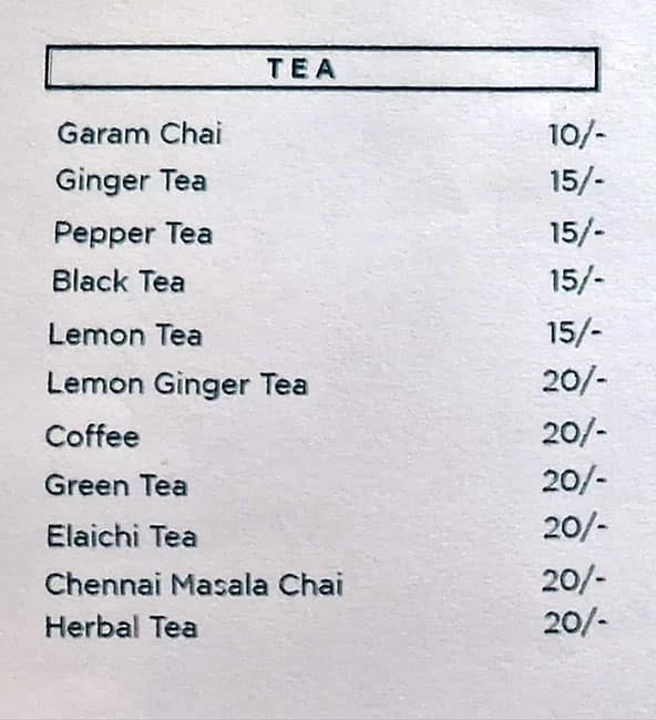 Menu of Chai Bucket, Saroor Nagar, Hyderabad