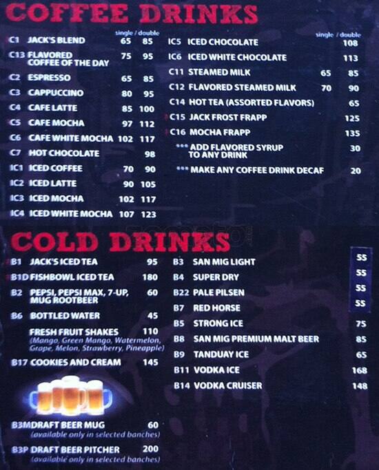 Menu at Jack's Loft Dessert Bar, Quezon City, 1103 Quezon City