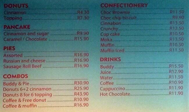 Menu at The Donut Centre Bayside Mall desserts, Cape Town, Shop 15D