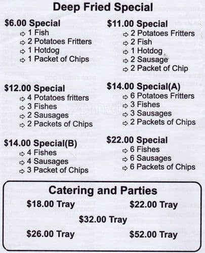 Menu at Flying Eagle Takeaways fast food, New Zealand