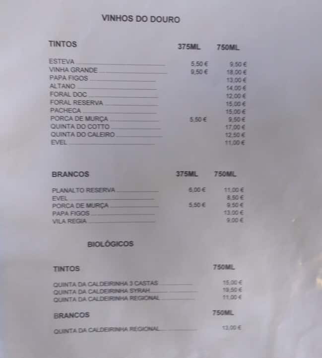 Menu em Andorinhas restaurante, Lisboa, Calçada da Ajuda 197