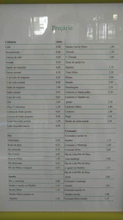 Menu at Estrela da Buraca restaurant, Amadora