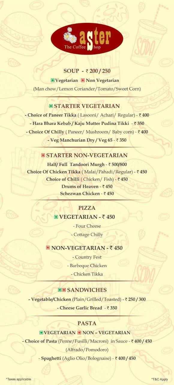 Menu at ASTER - MULTI-CUISINE RESTAURANT, Nashik