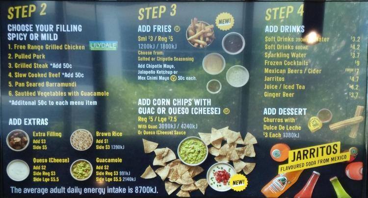 Menu at Guzman Y Gomez restaurant, Wetherill Park, -1187 The Horsley Dr