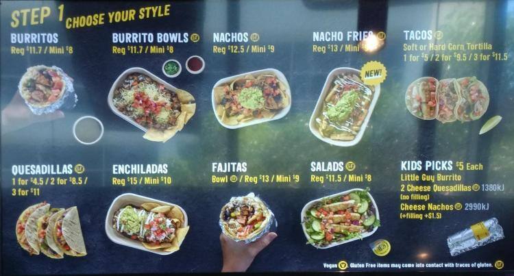 Menu at Guzman Y Gomez restaurant, Wetherill Park, -1187 The Horsley Dr