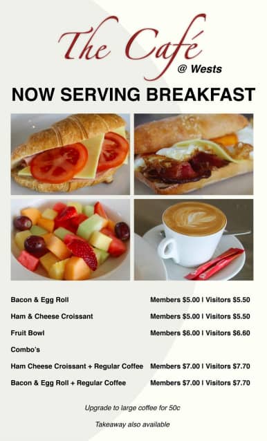 Menu at The Cafe at Wests Ashfield Club, Ashfield