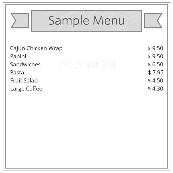 Menu at Mesh Cafe, West Perth