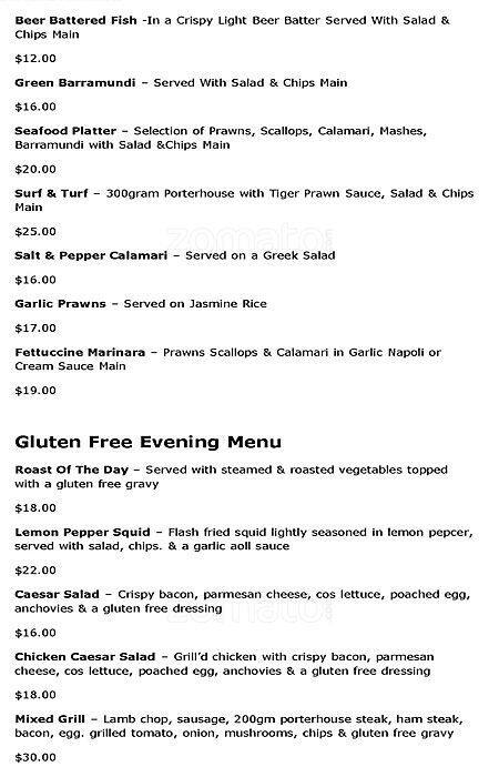 Menu at Sir Charles Hotham Hotel pub & bar, Geelong