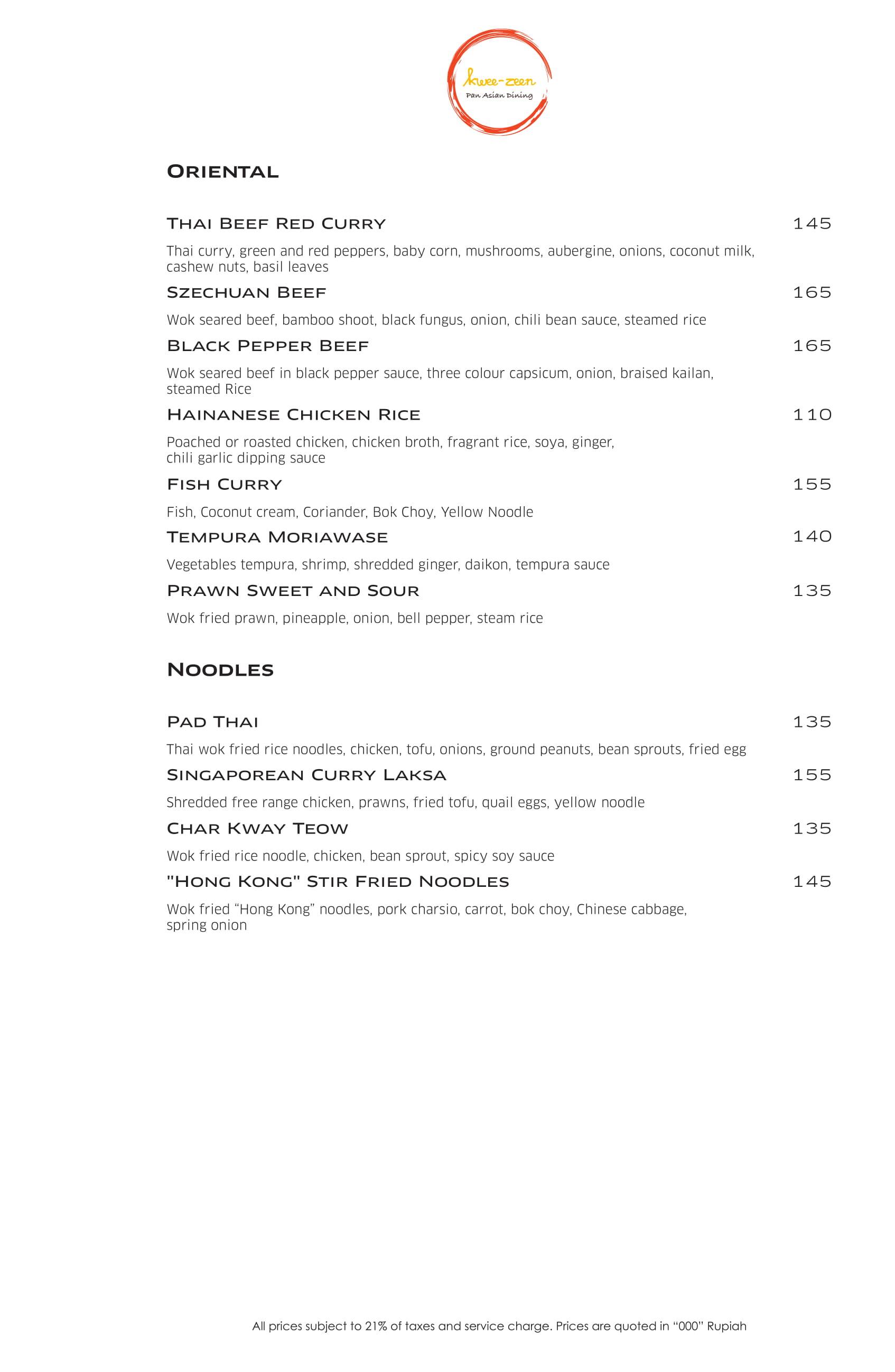 Menu at KWEE ZEEN Nusa Dua restaurant, Kuta Selatan, 665H+7PP