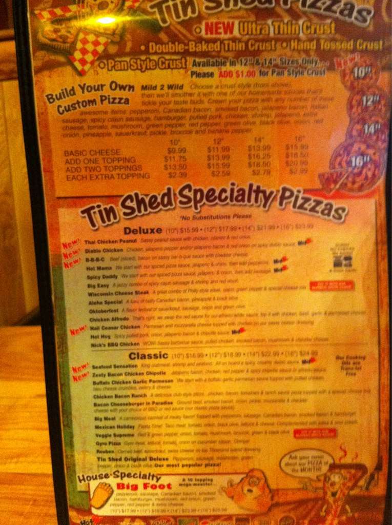 Menu at Tin Shed Tavern pub & bar, Savage