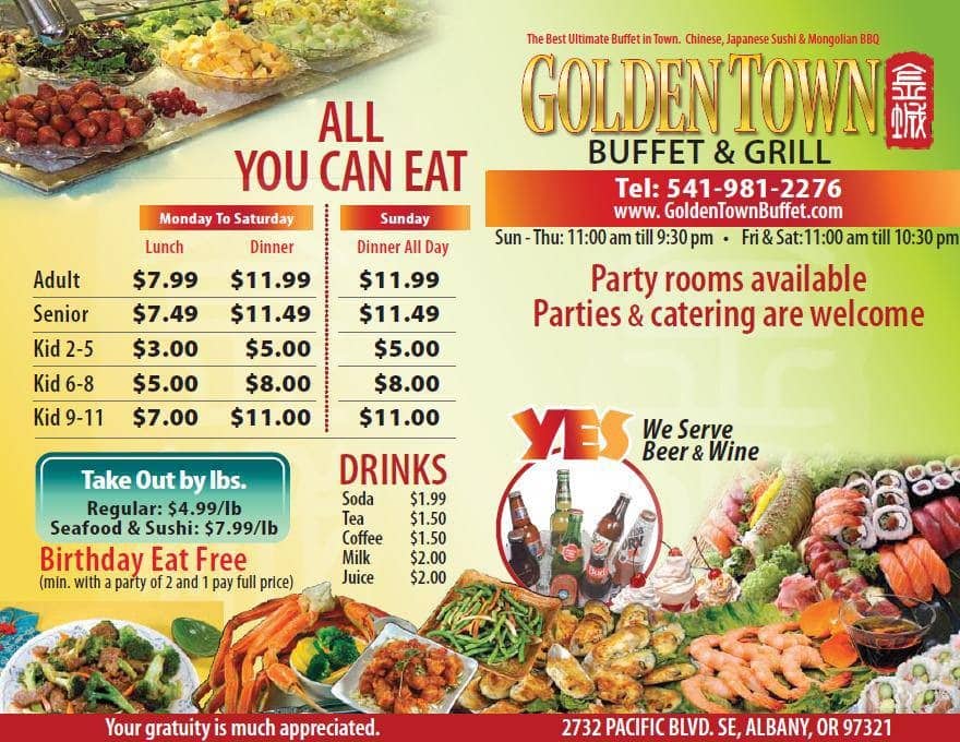 Golden Town Buffet Menu, Menu for Golden Town Buffet, Albany, Albany ...