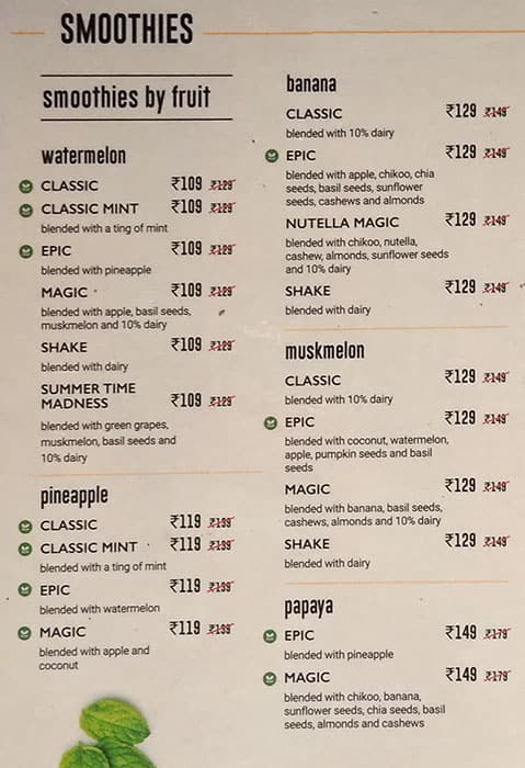 Menu of Drunken Monkey Nungambakkam Chennai