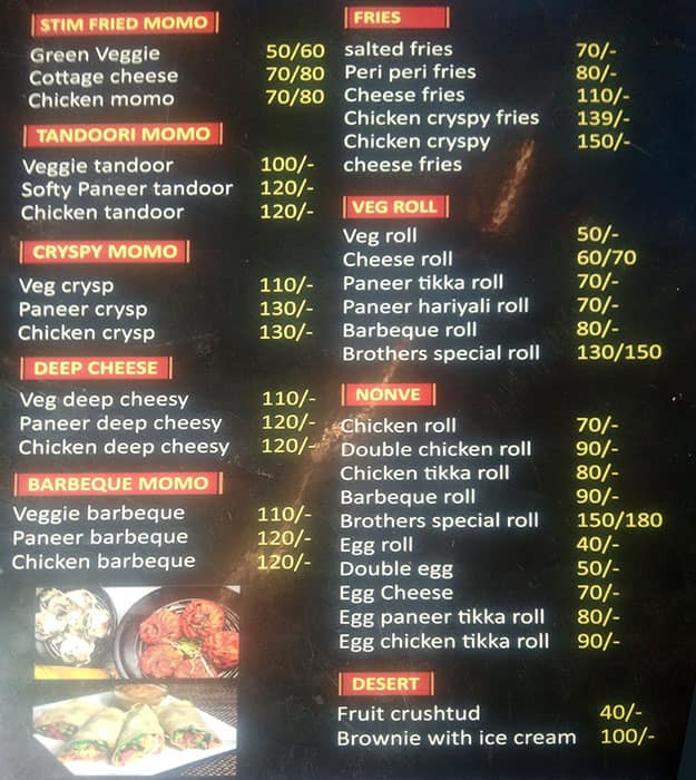 Menu of Brother's Cafe, Pimple Saudagar, Pune