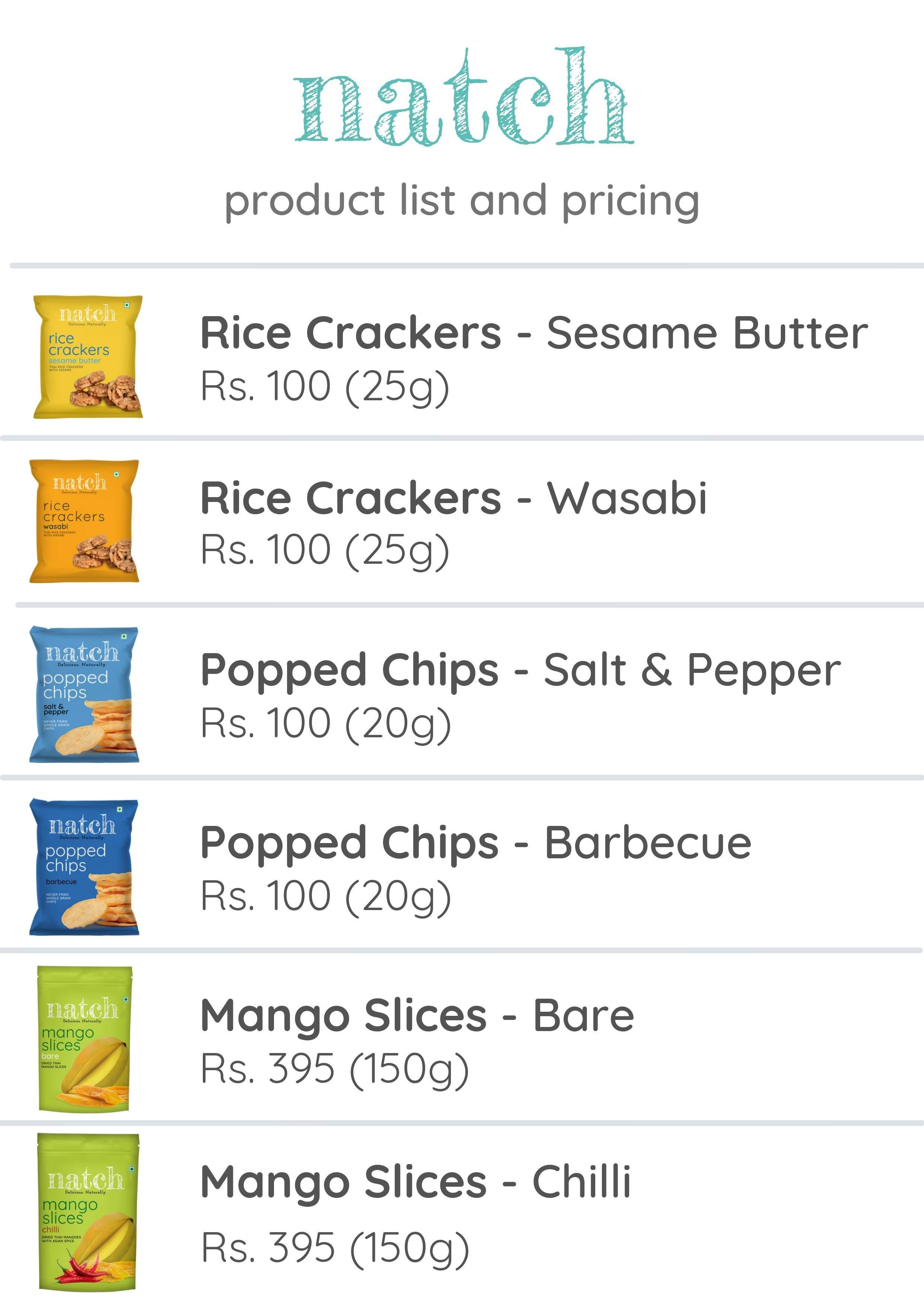 Menu of Natch, Juhu, Mumbai