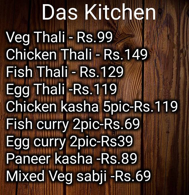 Menu of Das Kitchen, Barrackpore, Kolkata