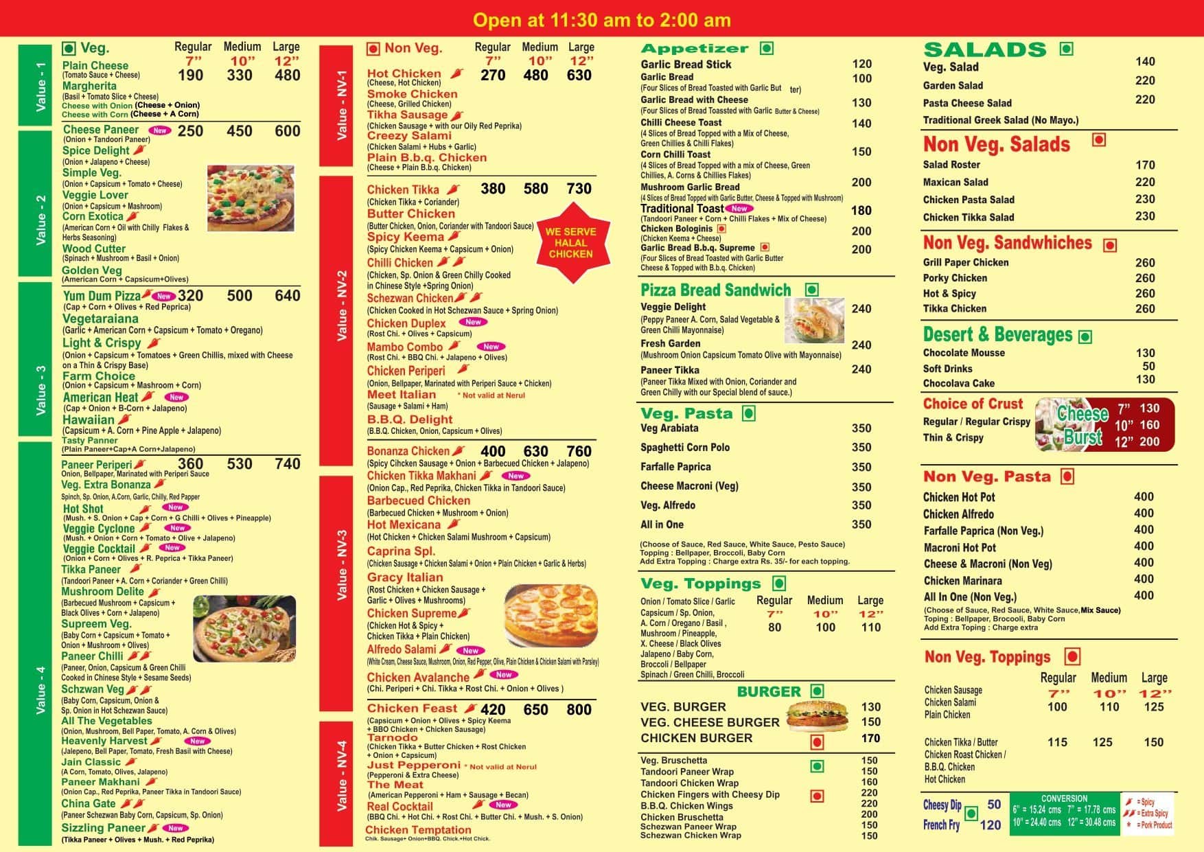 Menu of Pizza Caprina, Mahim, Mumbai