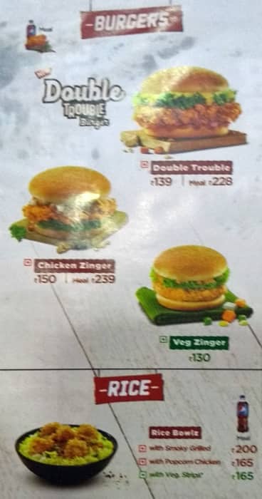 Menu at KFC, Patna, Ground Floor, Ds Bussiness Park, Bailey Road ...