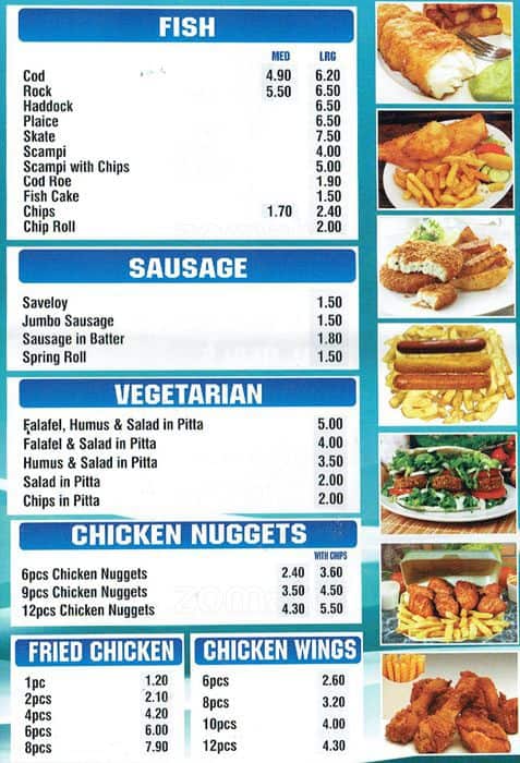 Menu at Dennis Chippy fast food, London