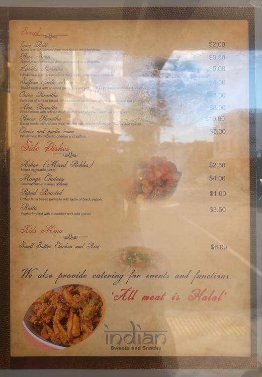 Menu at Indian Sweets & Snacks restaurant, Wellington