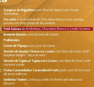Menu at Sushi Leblon restaurant, Rio de Janeiro