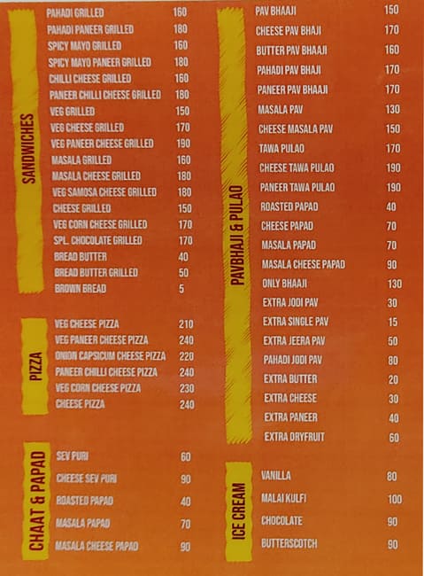 Menu at Falahaar, Pune, Royal Tower