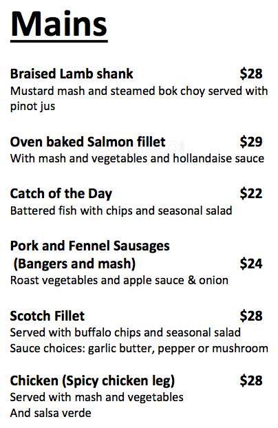 Menu at The Palms pub & bar, Napier