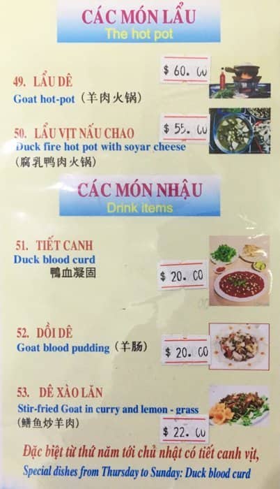 Menu at Hai Thien restaurant, Bankstown