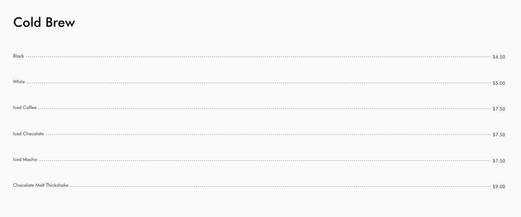 Menu at Top Paddock Cafe, Richmond