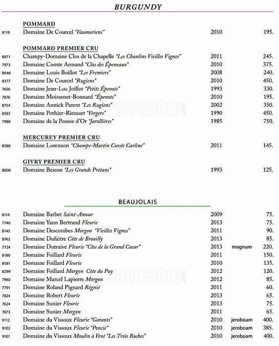 Menu at Daniel restaurant, West New York, 60 E 65th St