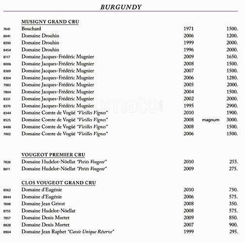 Menu at Daniel restaurant, West New York, 60 E 65th St