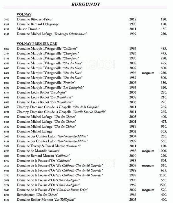 Menu at Daniel restaurant, West New York, 60 E 65th St
