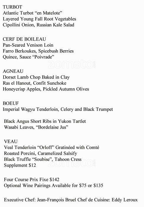 Menu at Daniel restaurant, West New York, 60 E 65th St