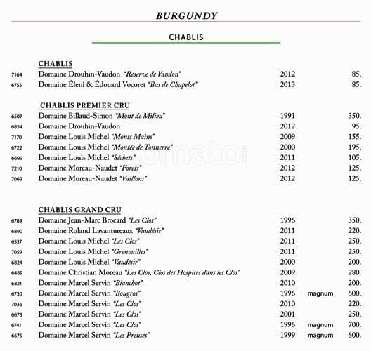 Menu at Daniel restaurant, West New York, 60 E 65th St