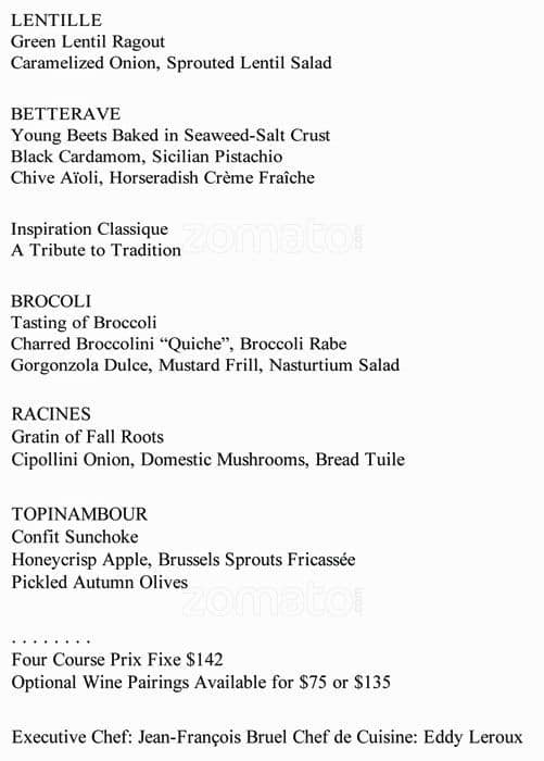 Menu at Daniel restaurant, West New York, 60 E 65th St