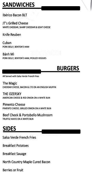 Menu at Knife steakhouse, Dallas