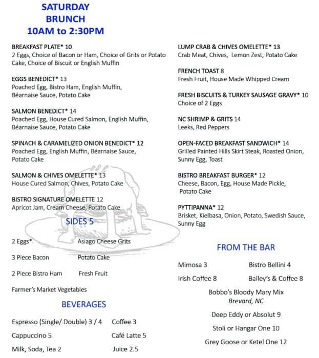 Menu at Bistro La Bon restaurant, Charlotte, Central Ave