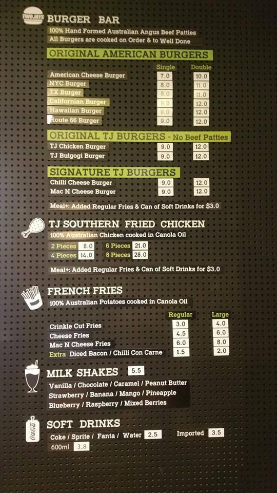 Two Jays Cafe and Burger Bar Menu - Urbanspoon/Zomato