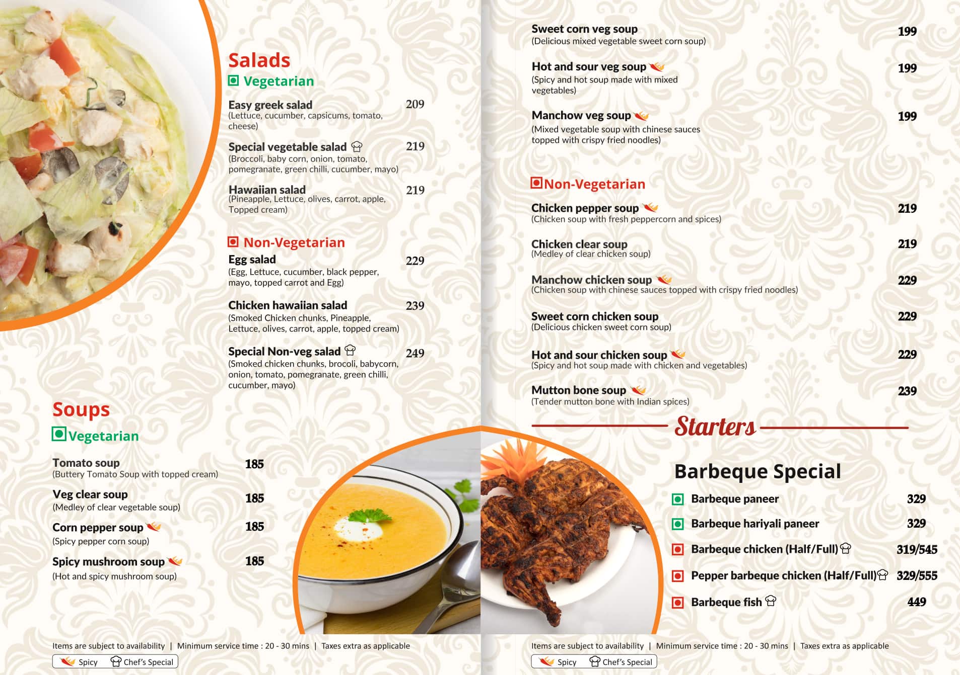 Menu of The Waterfall Restaurant, Vadapalani, Chennai