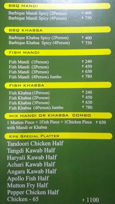 Menu at Al - Arabian Mandi & Restaurant KPS, Hyderabad