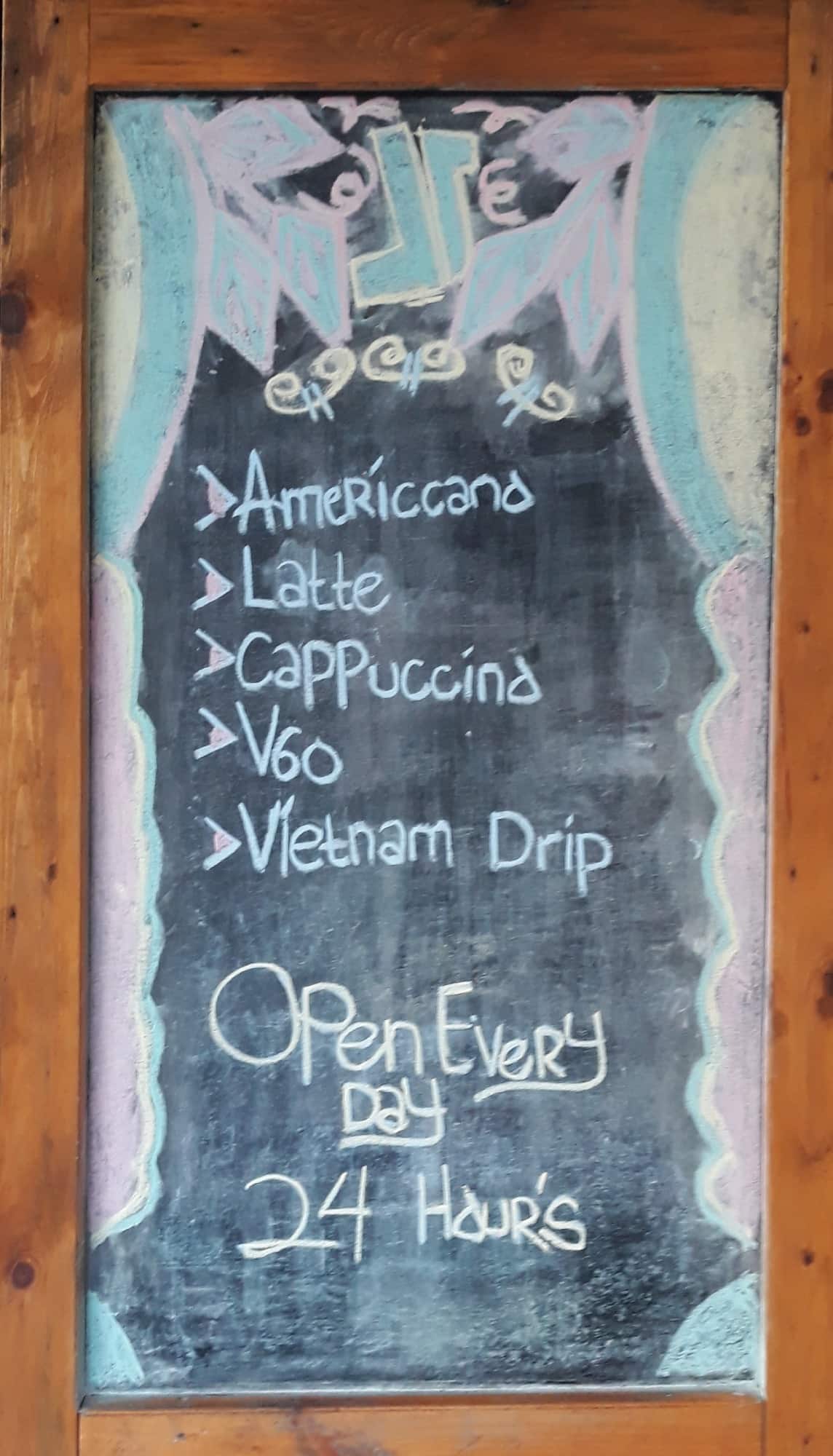 Menu at Zero Point cafe, Bandung